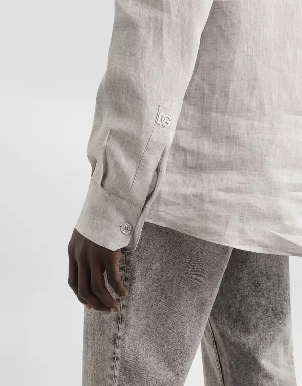 Dolce & Gabbana Martini Linen Shirt Shirts Gray - Grey