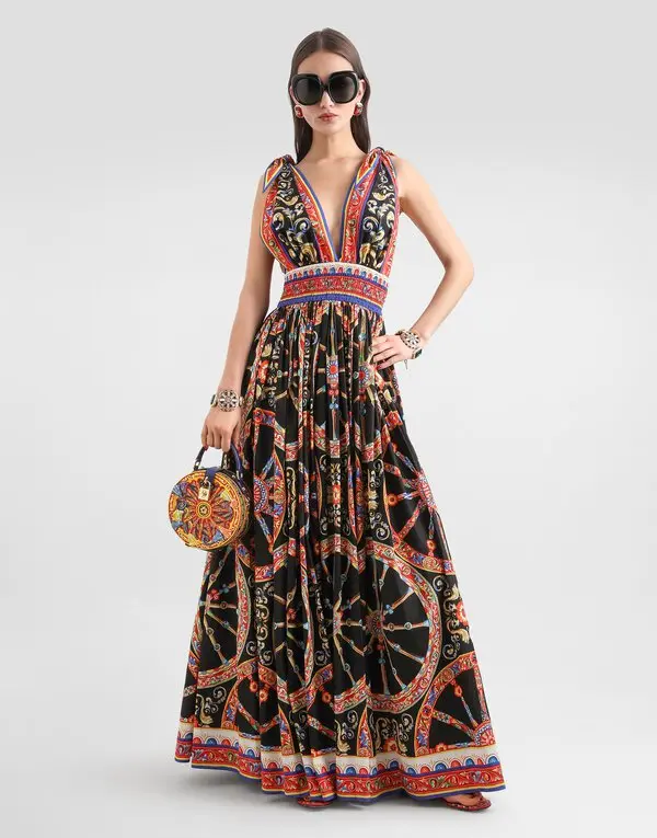 Dolce & Gabbana Carretto-print Long Poplin Dress - Multicolor
