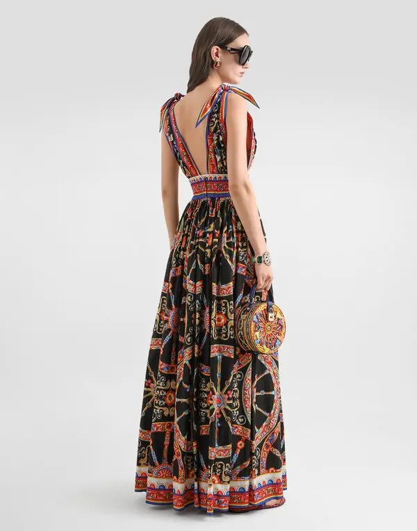 Dolce & Gabbana Carretto-print Long Poplin Dress - Multicolor