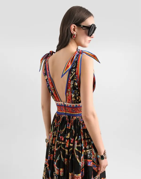 Dolce & Gabbana Carretto-print Long Poplin Dress - Multicolor