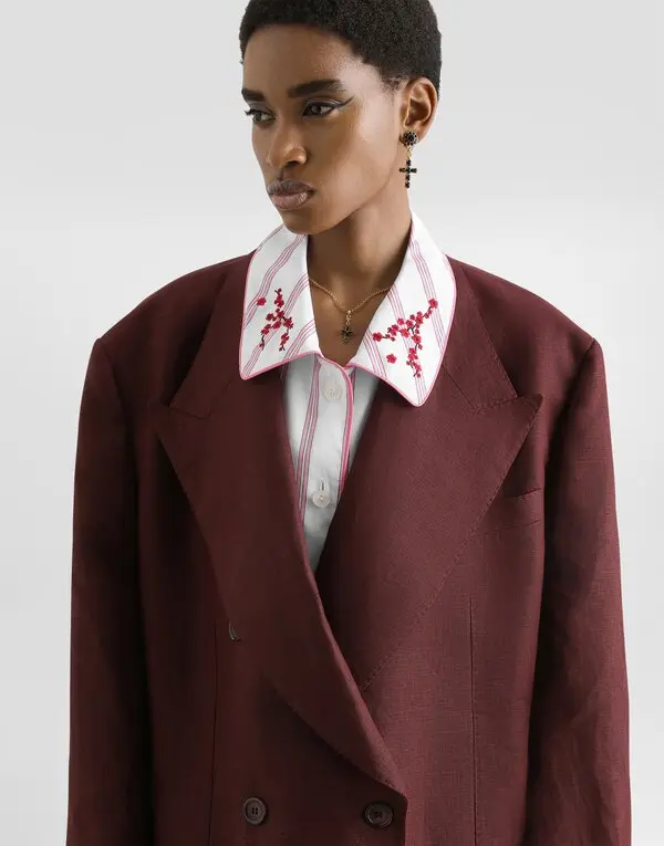 Dolce & Gabbana Double-breasted Jacket In Sartorial Linen Canvas Blazers Multi-colored