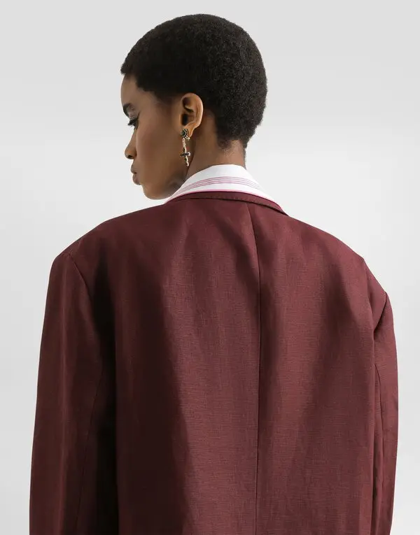 Dolce & Gabbana Double-breasted Jacket In Sartorial Linen Canvas Blazers Multi-colored