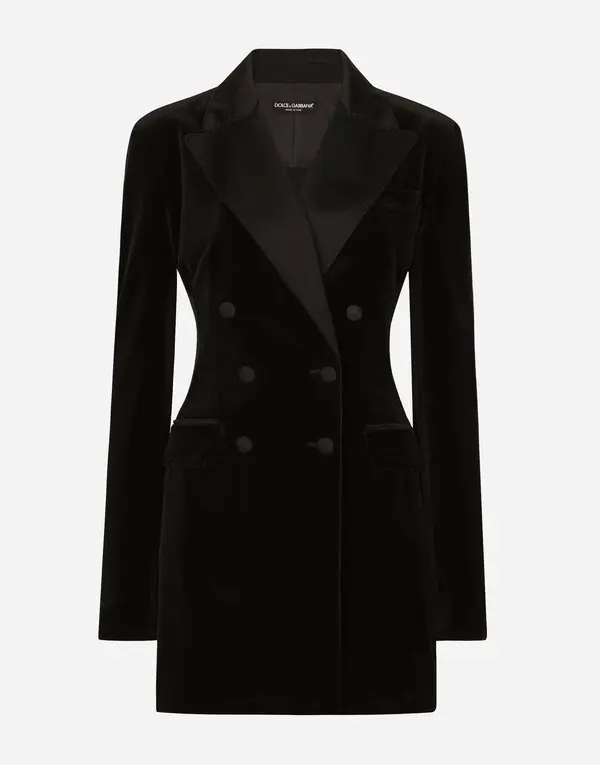 Dolce & Gabbana Double-breasted Velvet Turlington Jacket Blazers