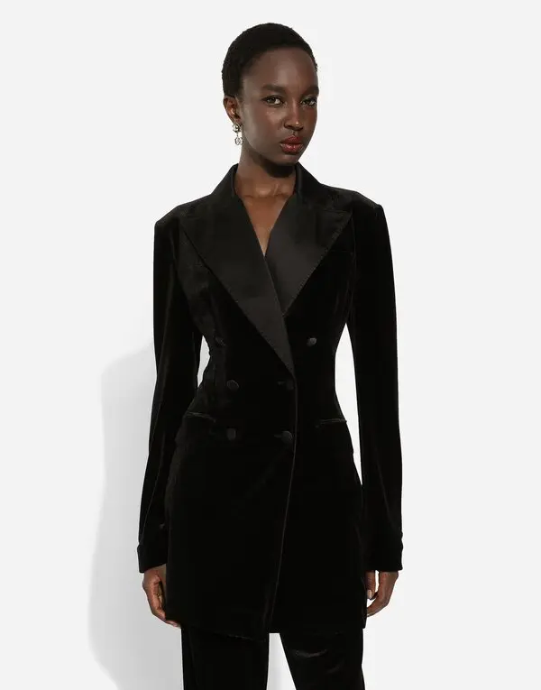 Dolce & Gabbana Double-breasted Velvet Turlington Jacket Blazers