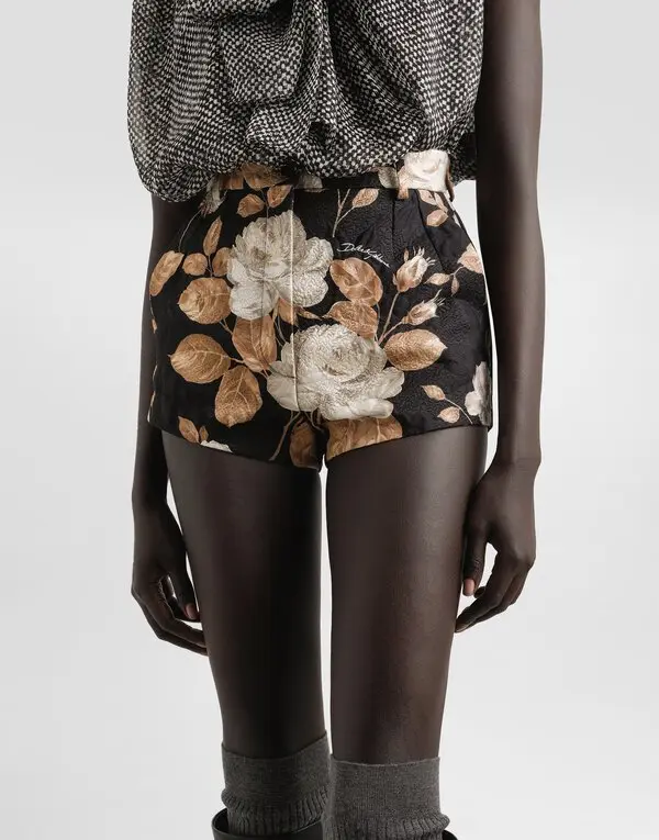 Dolce & Gabbana Vintage Rose Brocade Shorts - Print