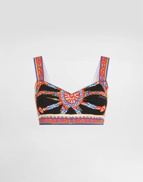 Dolce & Gabbana Carretto-print Charmeuse Top Shirts And Tops Multi-colored - Multicolor
