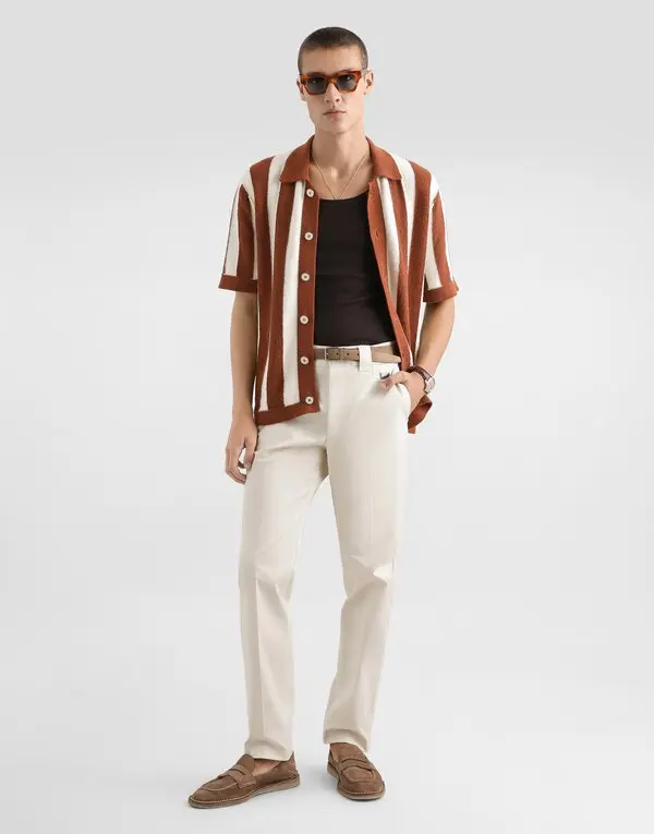 Dolce & Gabbana Striped Knit Shirt Sweaters And Cardigans - Multicolor