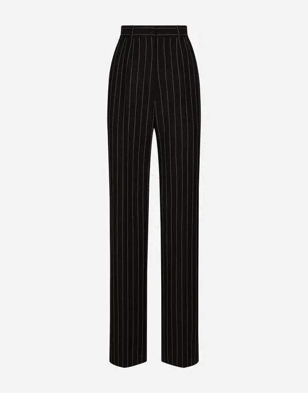 Dolce & Gabbana Flared Pinstripe Wool Pants Pants And Shorts - Multicolor