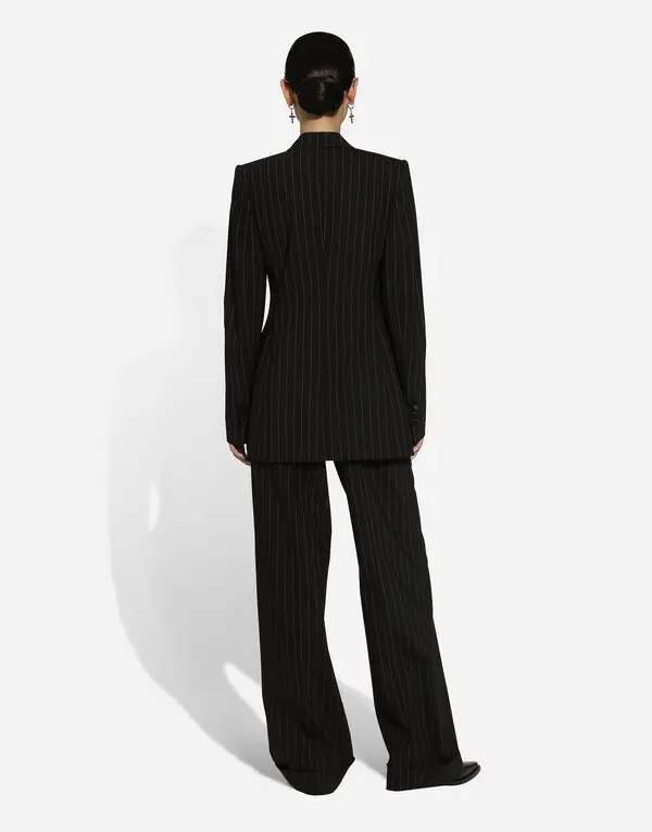 Dolce & Gabbana Flared Pinstripe Wool Trousers - Multicolor