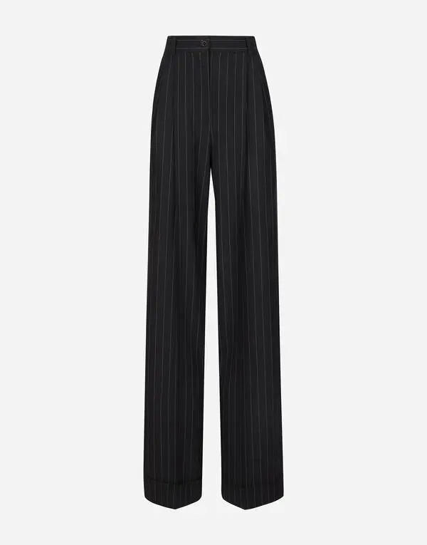 Dolce & Gabbana Flared Pinstripe Wool Trousers - Multicolor