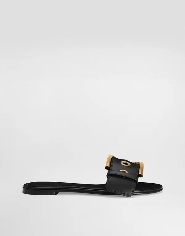 Dolce & Gabbana Cowhide Flat Slippers Slides And Mules