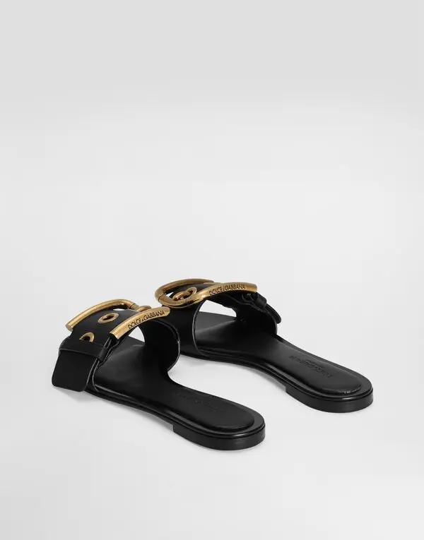 Dolce & Gabbana Cowhide Flat Slippers Slides And Mules
