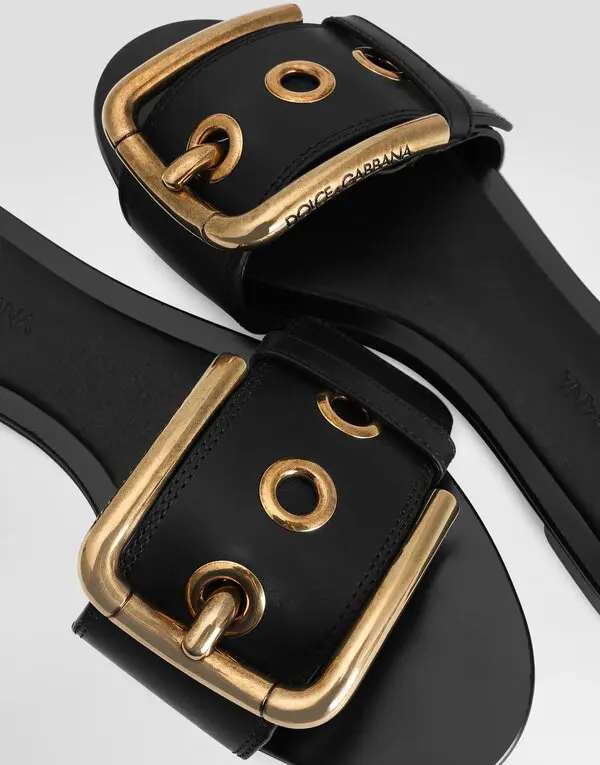 Dolce & Gabbana Cowhide Flat Slippers Slides And Mules