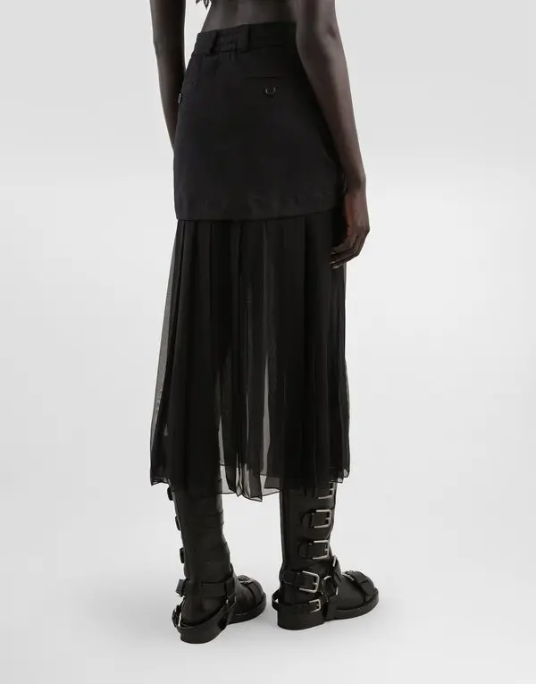 Dolce & Gabbana Twill Midi Skirt With Chiffon Skirts