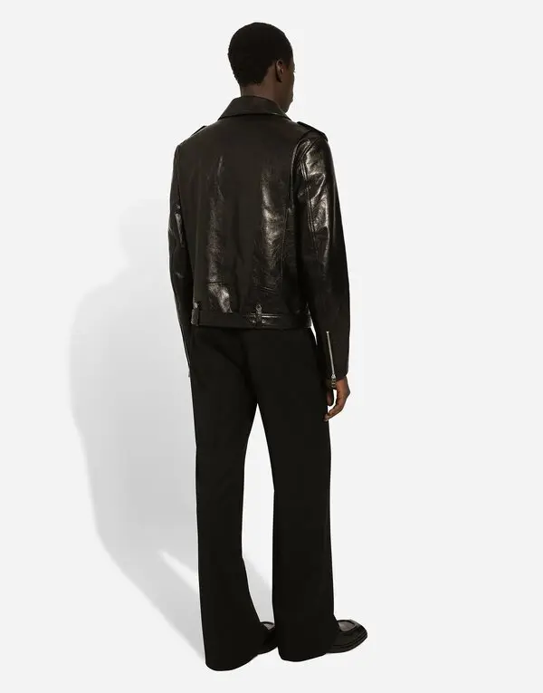Dolce & Gabbana Belted Leather Biker Jacket Coats And Jackets