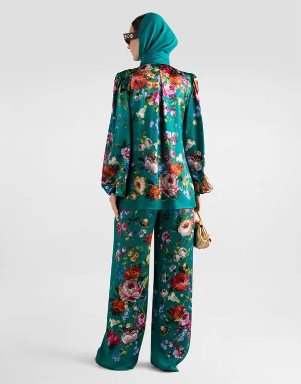 Dolce & Gabbana Rose-print Satin Vanity Trousers Collection