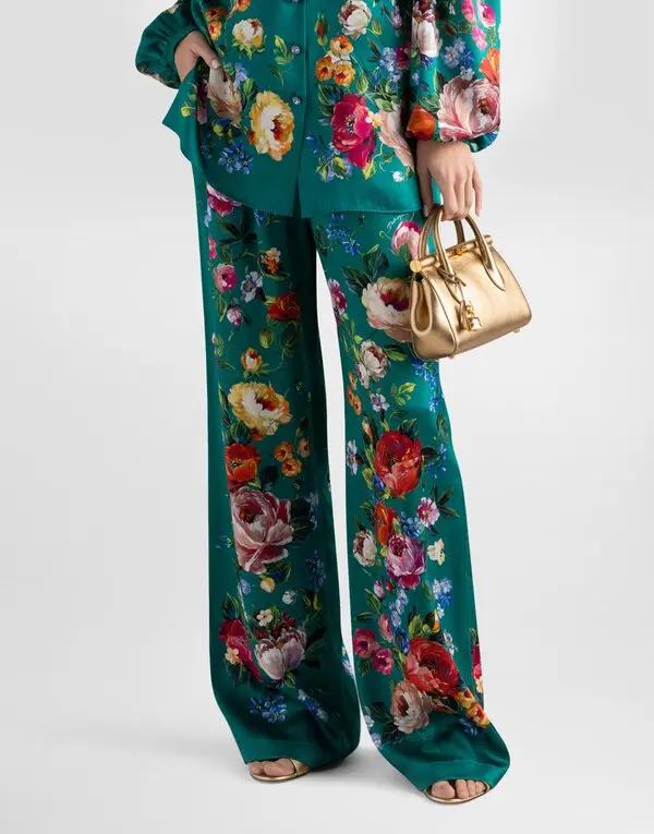 Dolce & Gabbana Rose-print Satin Vanity Trousers Collection