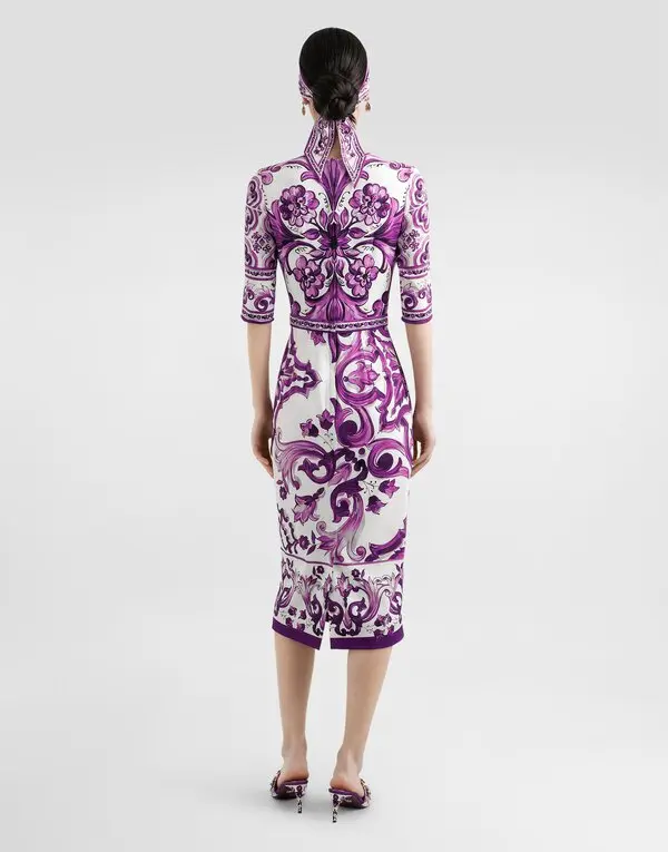 Dolce & Gabbana Majolica Print Charmeuse Dress