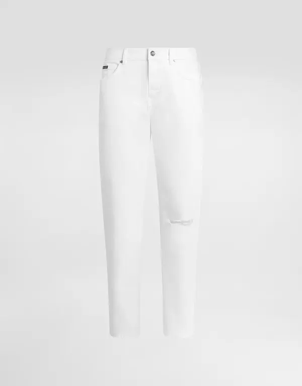 Dolce & Gabbana White Skinny Fit Five-pocket Jeans - Multicolor
