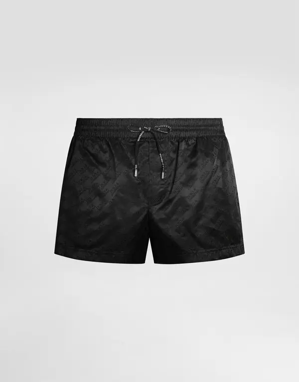 Dolce & Gabbana Short Swim Trunks With Branded Tag Beachwear - Black