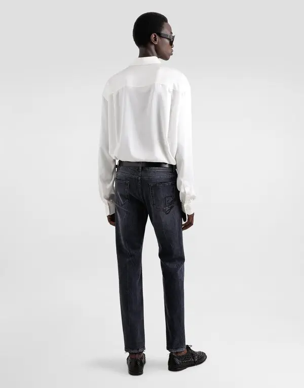 Dolce & Gabbana Silk Shirt With Logo Embroidery Shirts Silk - White