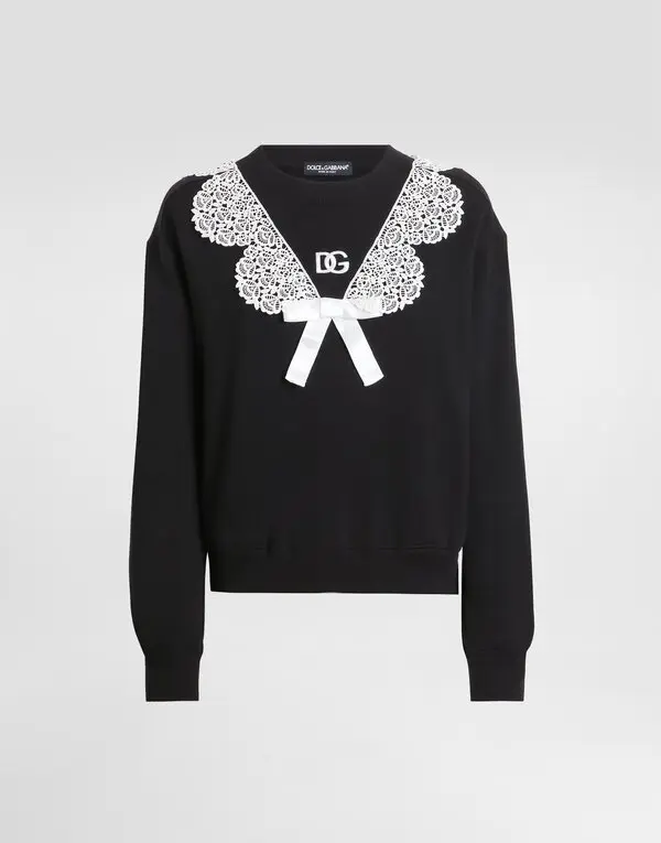 Dolce & Gabbana Sweatshirt With Macramé And Bow Detail