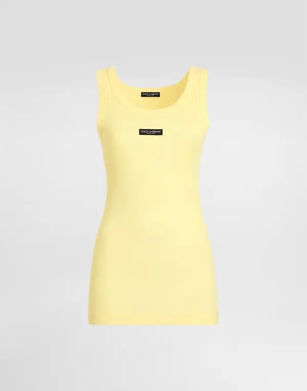 Dolce & Gabbana Ribbed Jersey Tank Top - Yellow