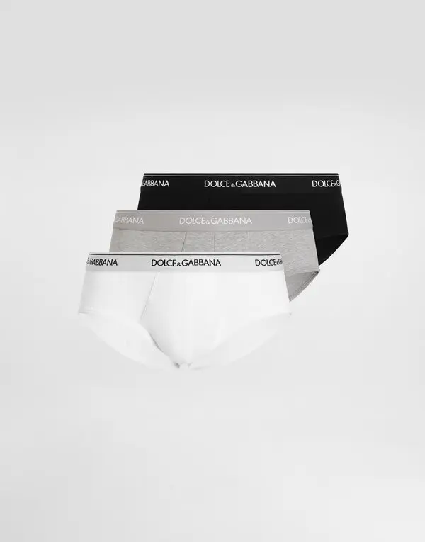 Dolce & Gabbana Stretch Jersey Regular-fit Brando Briefs 3-pack Underwear And Loungewear Cotton - Multicolor