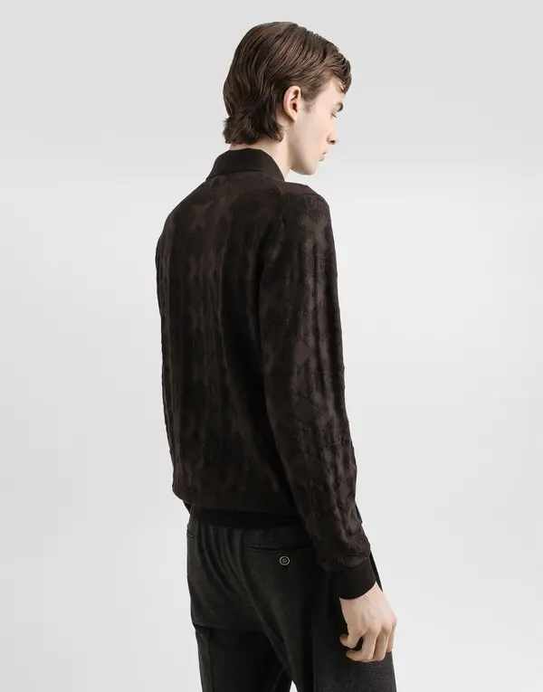 Dolce & Gabbana Wool And Silk Polo Shirt With Microdot Print