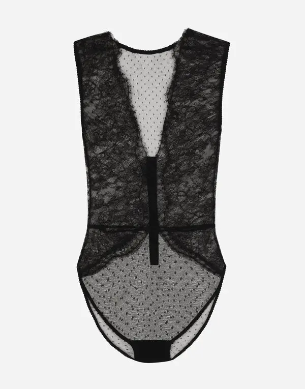 Dolce & Gabbana Lace Bodysuit With Plunging Neckline Underwear