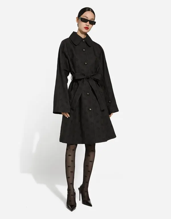 Dolce & Gabbana Quilted Jacquard Trench Coat With Dg Logo