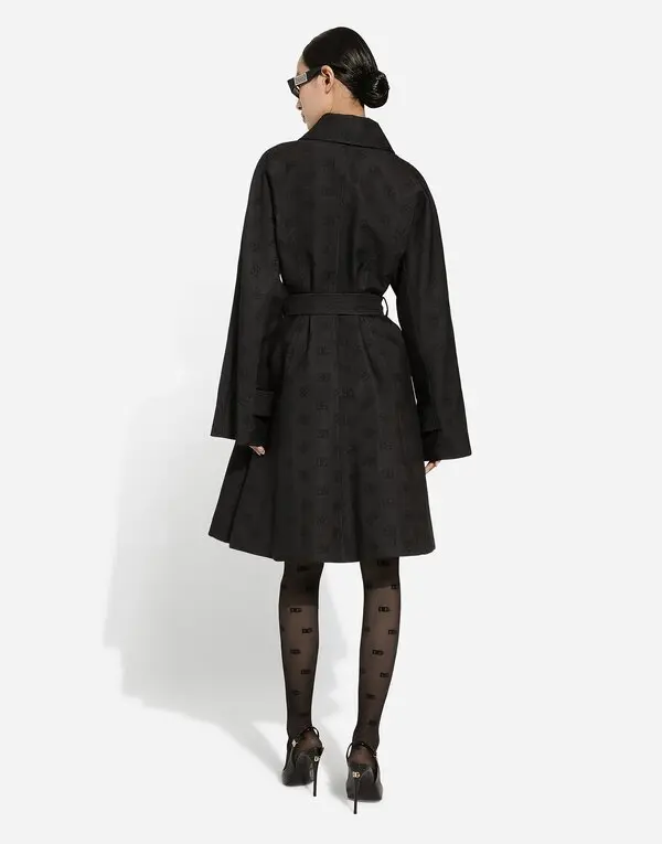Dolce & Gabbana Quilted Jacquard Trench Coat With Dg Logo