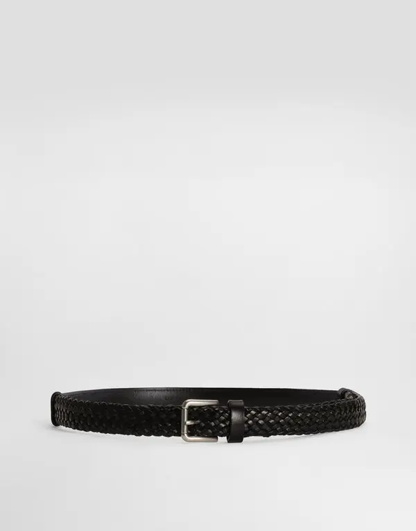 Dolce & Gabbana Calfskin Woven Belt - Black