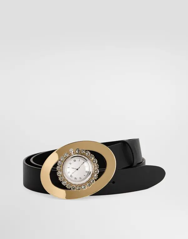 Dolce & Gabbana Calfskin Woven Belt - Black