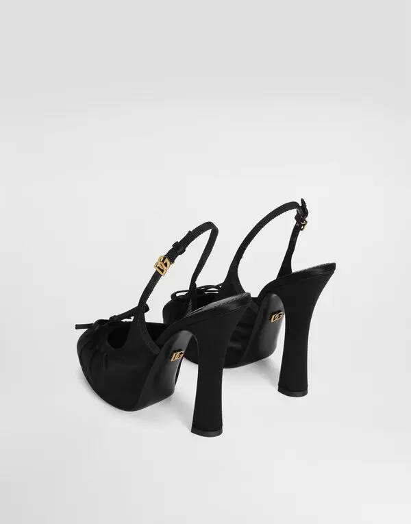 Dolce & Gabbana Floral Satin Slingback Pumps - Black