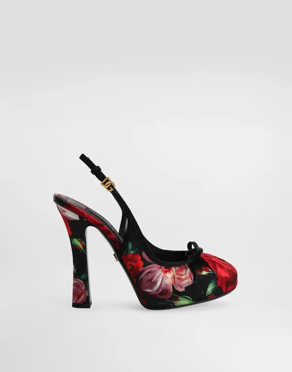 Dolce & Gabbana Satin Slingbacks Pumps And Slingback - Print