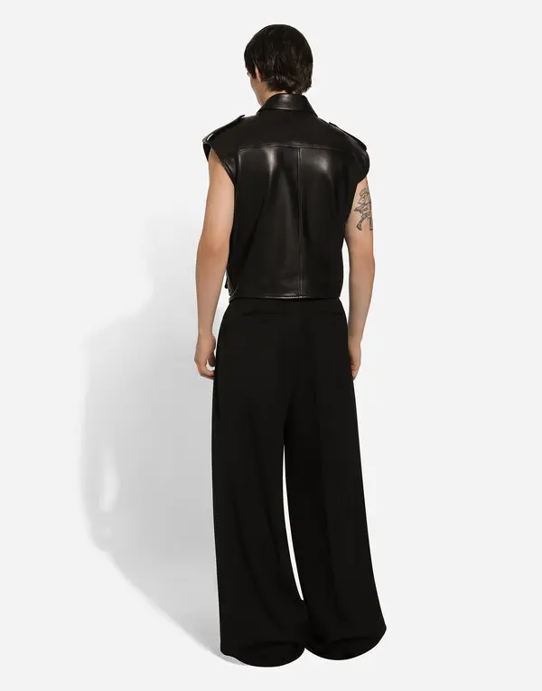 Dolce & Gabbana Leather Vest With Multiple Pockets Coats And Jackets
