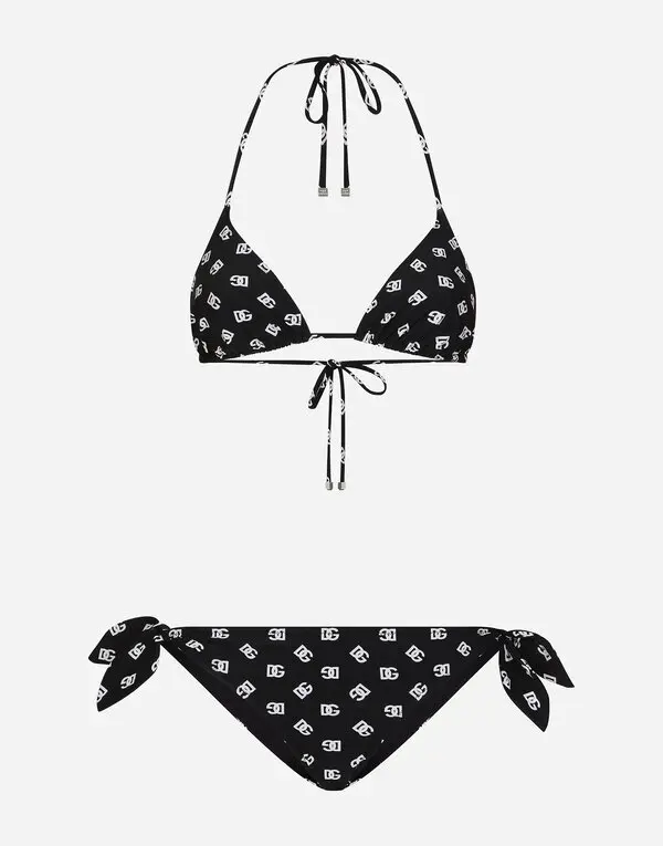 Dolce & Gabbana Padded Triangle Bikini With Dg Logo Swimwear
