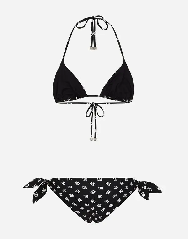 Dolce & Gabbana Padded Triangle Bikini With Dg Logo Swimwear