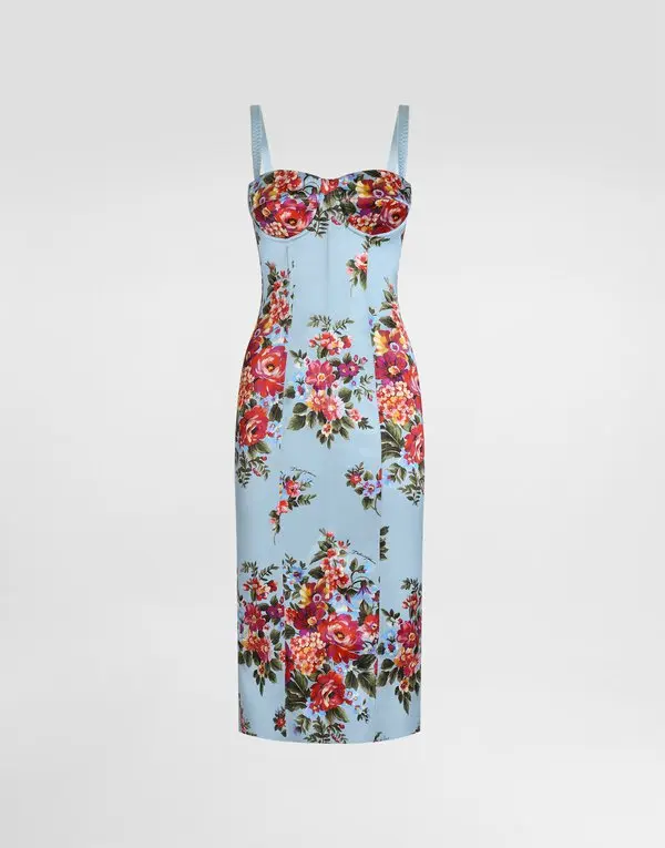 Dolce & Gabbana Flower Bouquet-print Satin Dress Dresses - Multicolor