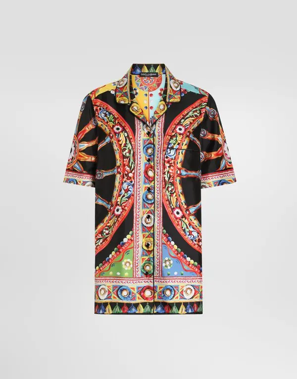 Dolce & Gabbana Carretto-print Silk Twill Vanity Shirt Shirts And Tops Multi-colored - Multicolor