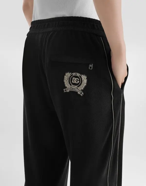 Dolce & Gabbana Cotton Terry Drawstring Trousers - Black