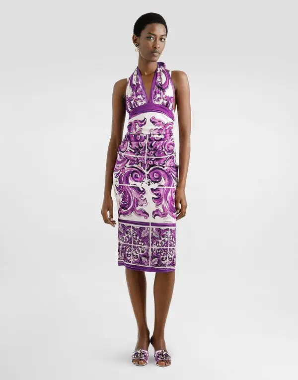 Dolce & Gabbana Majolica-print Charmeuse Dress