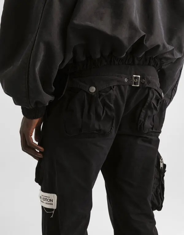 Dolce & Gabbana Waxed Faille Cargo Trousers - Black