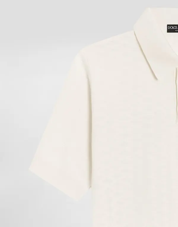 Dolce & Gabbana Micro-dot Stitch Silk Polo Shirt Sweaters And Cardigans