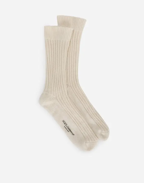 Dolce & Gabbana Ribbed Cotton And Wool Socks Socks Gray Cotton
