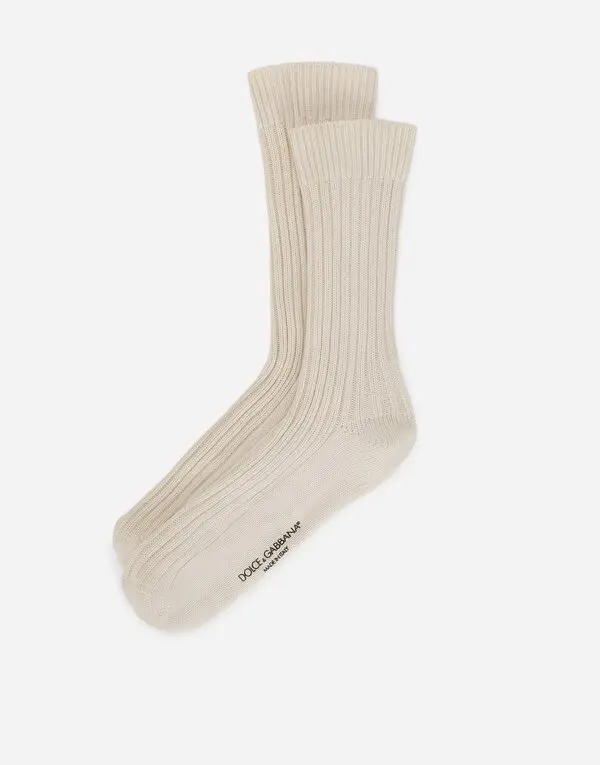 Dolce & Gabbana Ribbed Cotton And Wool Socks Socks Gray Cotton
