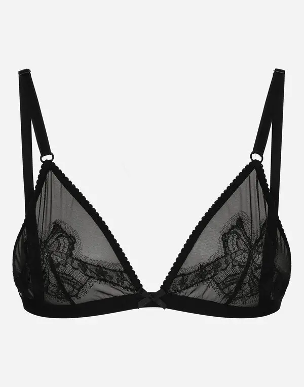 Dolce & Gabbana Lace And Tulle Soft-cup Triangle Bra Underwear - Black