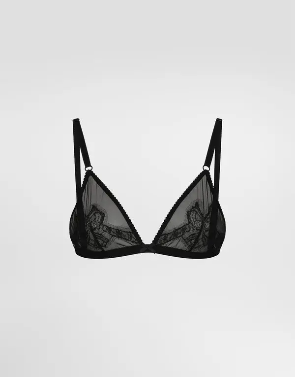 Dolce & Gabbana Lace And Tulle Soft-cup Triangle Bra Underwear - Black
