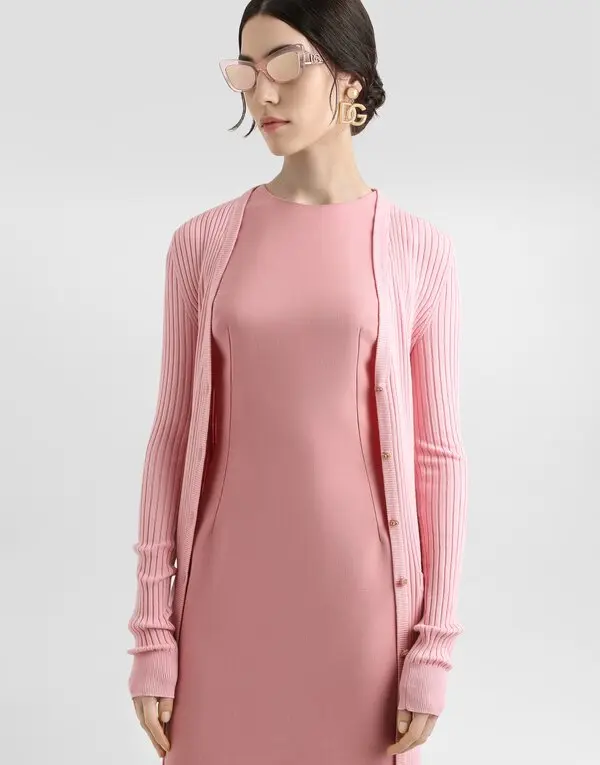 Dolce & Gabbana Long Ribbed Wool Cardigan Sweaters And Cardigans